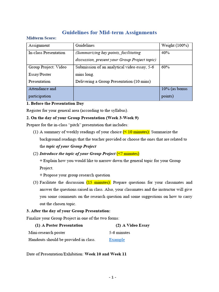 Mid-term Assignment Guidelines Overview | PDF | Cognition | Cognitive ...
