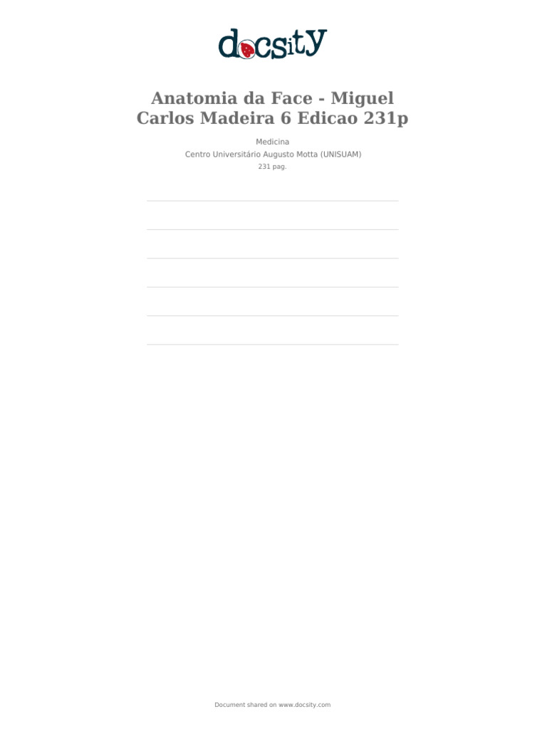 Docsity Anatomia Da Face Miguel Carlos Madeira 6 Edicao 231p | PDF Docsity Anatomia Da Face Miguel Carlos Madeira 6 Edicao 231p | PDF