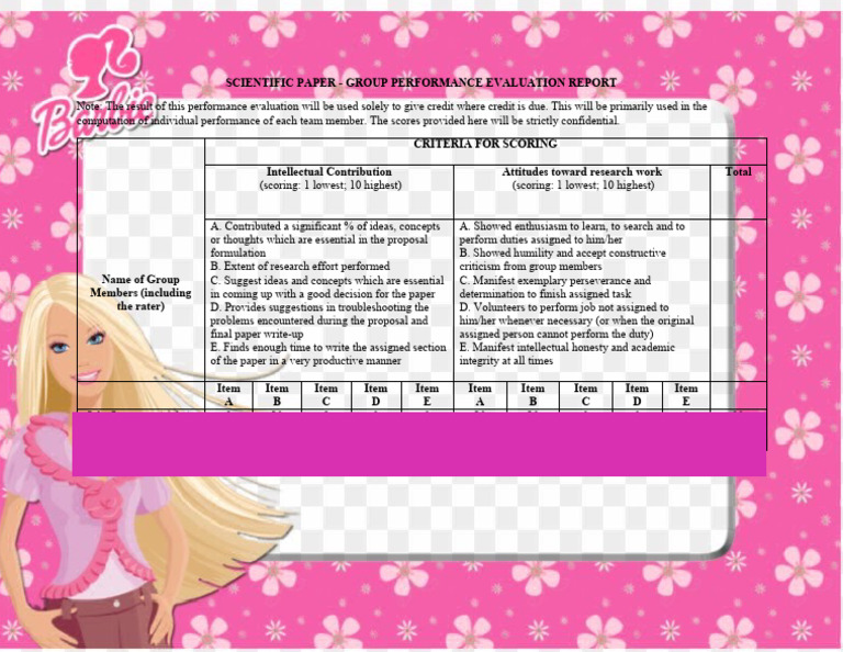 Group Performance Evaluation Report | PDF | Performance Appraisal ...
