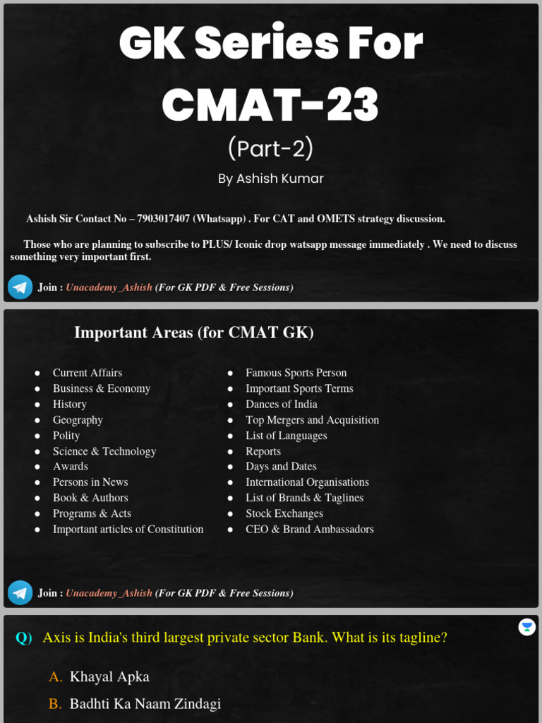 GK (CMAT) by Ashish Kumar - 2 | PDF
