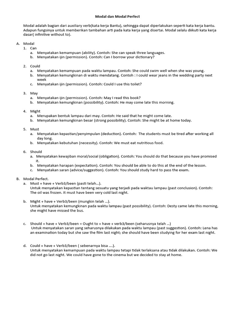 Modal Dan Modal Perfect | PDF
