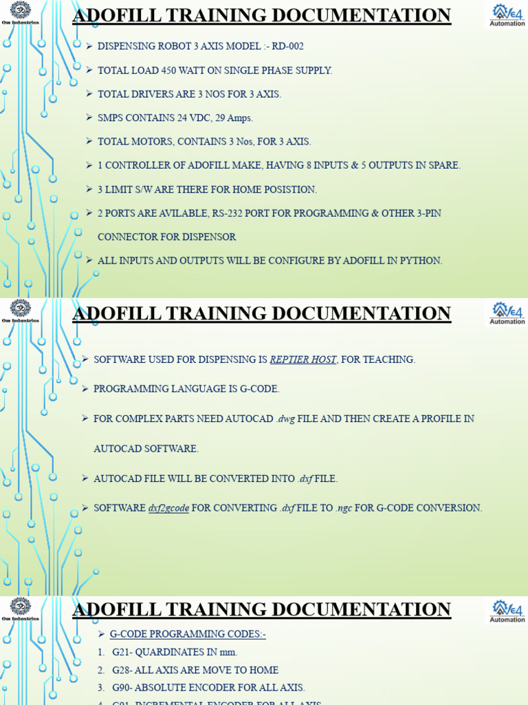 ADOFILL Dispensing Robot Training Guide | PDF | Software | Computing