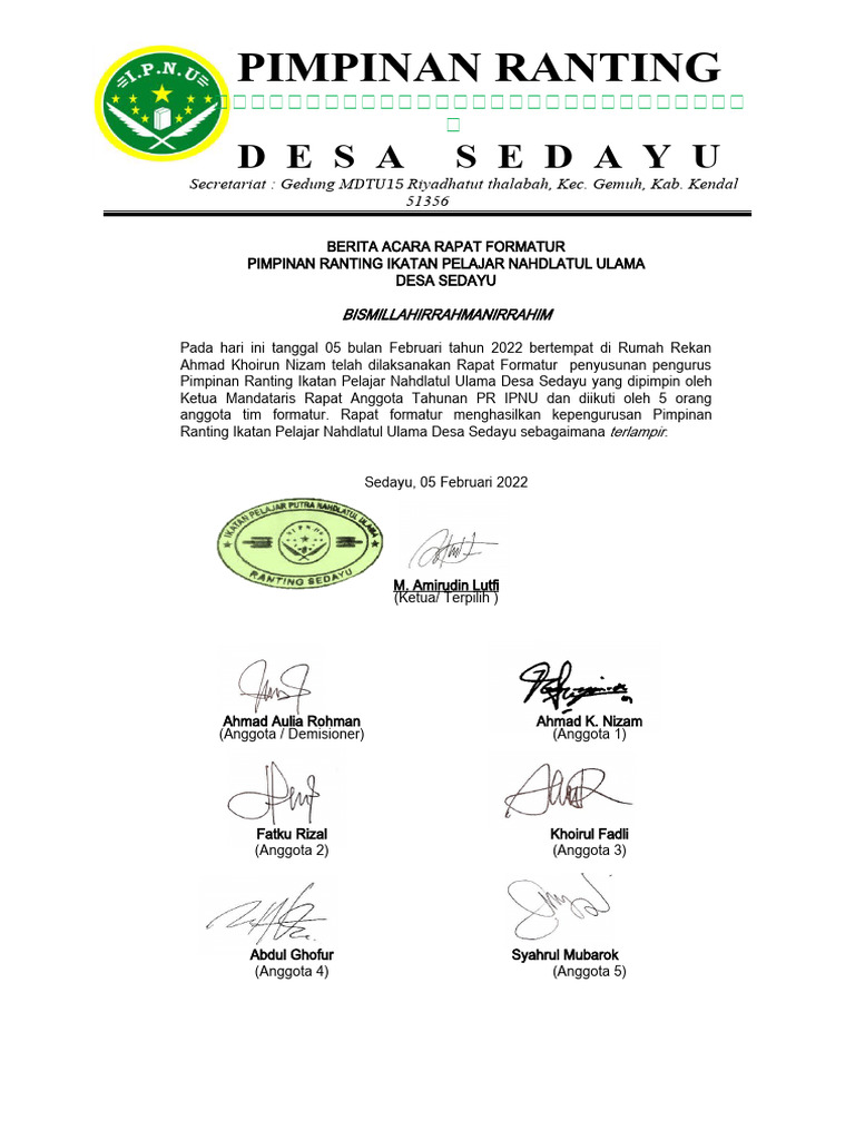 Pengajuan SP Ranting Sedayu | PDF