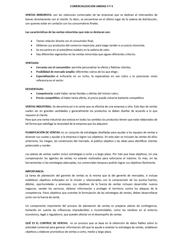 Comercializacion Unidad 3 Y 4 PDF Presupuesto Marketing