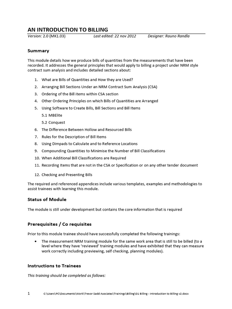 01 Billing - Introduction To Billing v2 | PDF | Specification ...