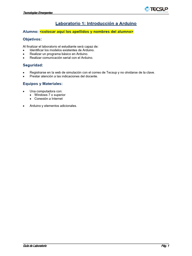 Lab01 Intro Arduino | PDF | Arduino | Informática Lab01 Intro Arduino | PDF | Arduino | Informática