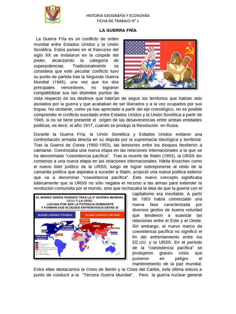 La Guerra Fría Ficha 1 | PDF | Guerra Fría | Unión Soviética