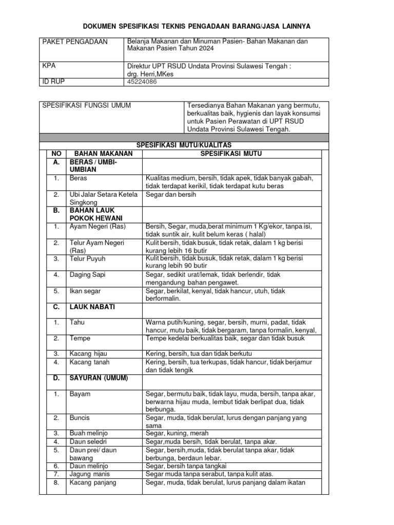 Contoh Spek Teknis Bama 24 | PDF