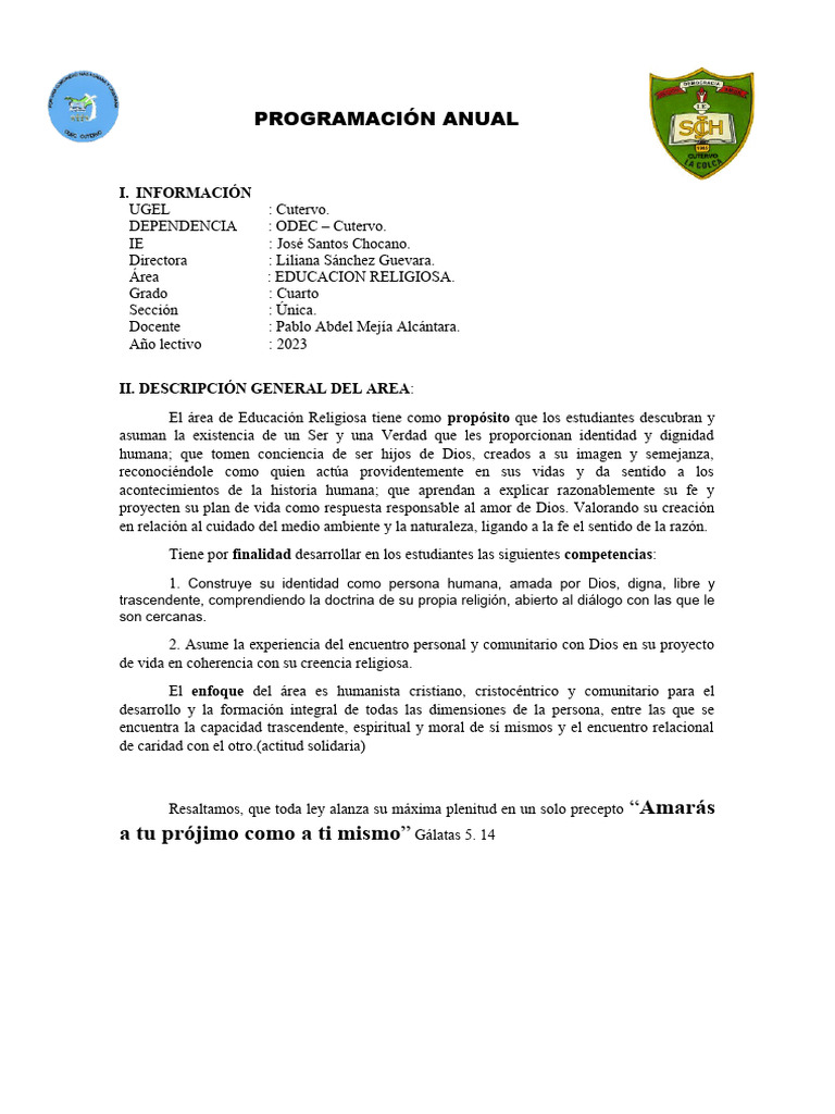 Programación Cuarto | PDF | Aprendizaje | Iglesia Católica