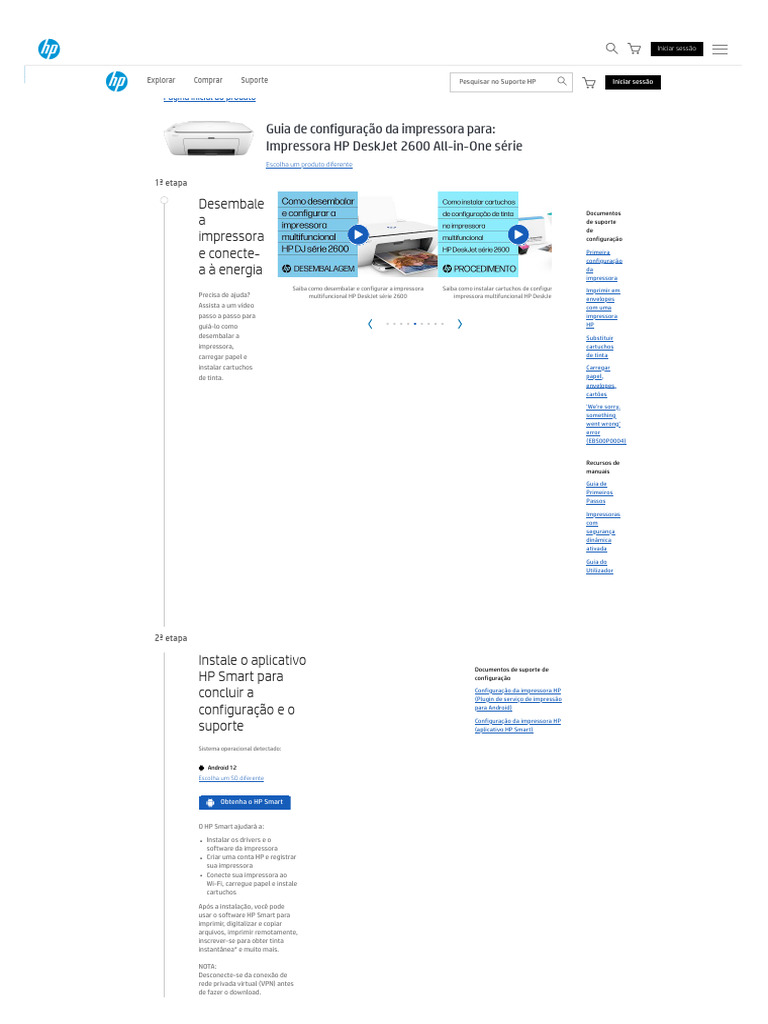 Configuração da Impressora HP DeskJet 2600 | PDF | Impressora ...