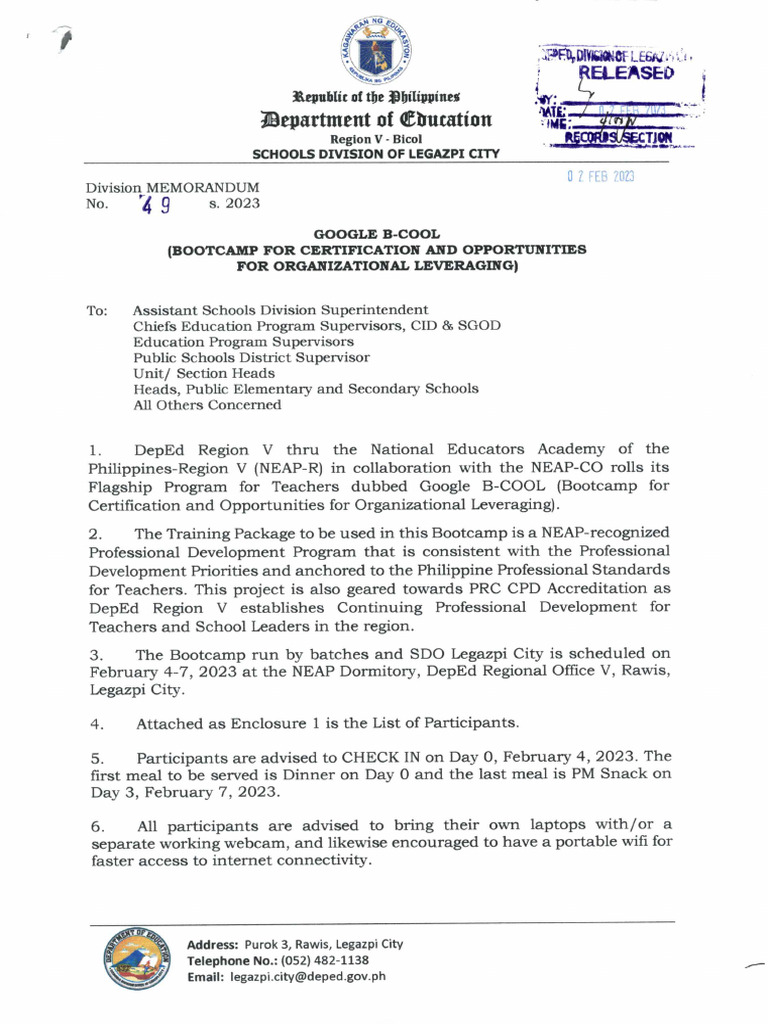 DM No. 49, S. 2023 Google B-Cool (Bootcamp For Certification and ...