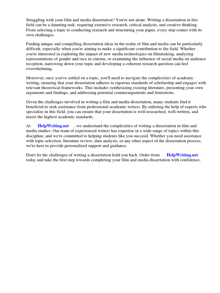 Film and Media Dissertation Ideas | PDF | Thesis | Internet