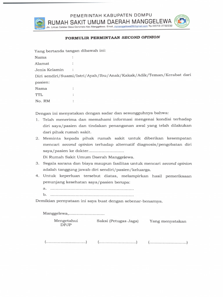 Formulir Permintaan Second Opinion | PDF