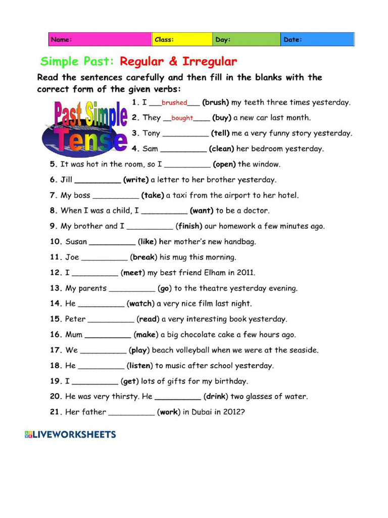 Regular And Irregular Verbs Pdf