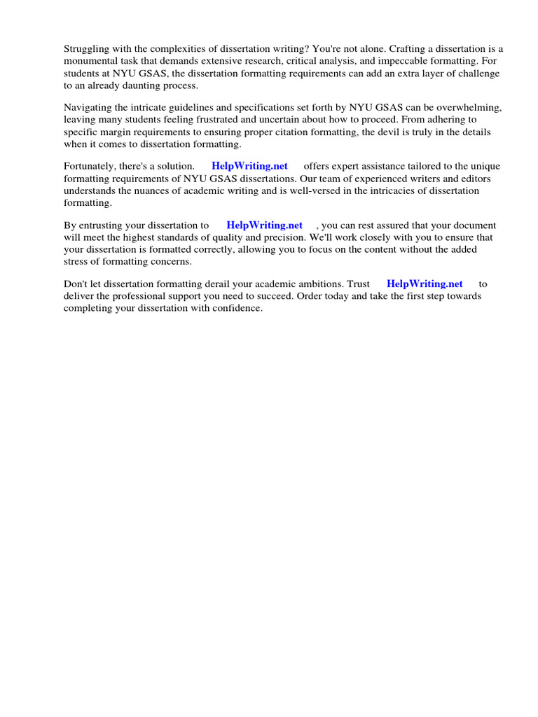 NYU GSAS Dissertation Formatting Help | PDF | Thesis | Doctor Of Philosophy