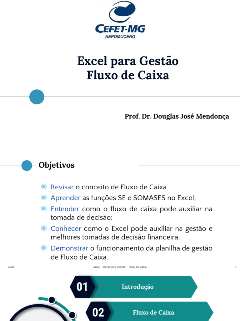 Aula 1 - Excel para Gestão | PDF | Fluxo de caixa | Microsoft Excel