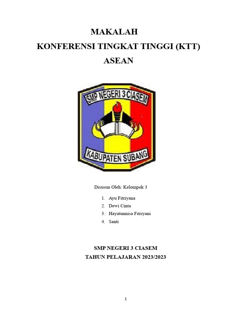 Makalah KTT Asean | PDF | Karier & Perkembangan | Perjalanan