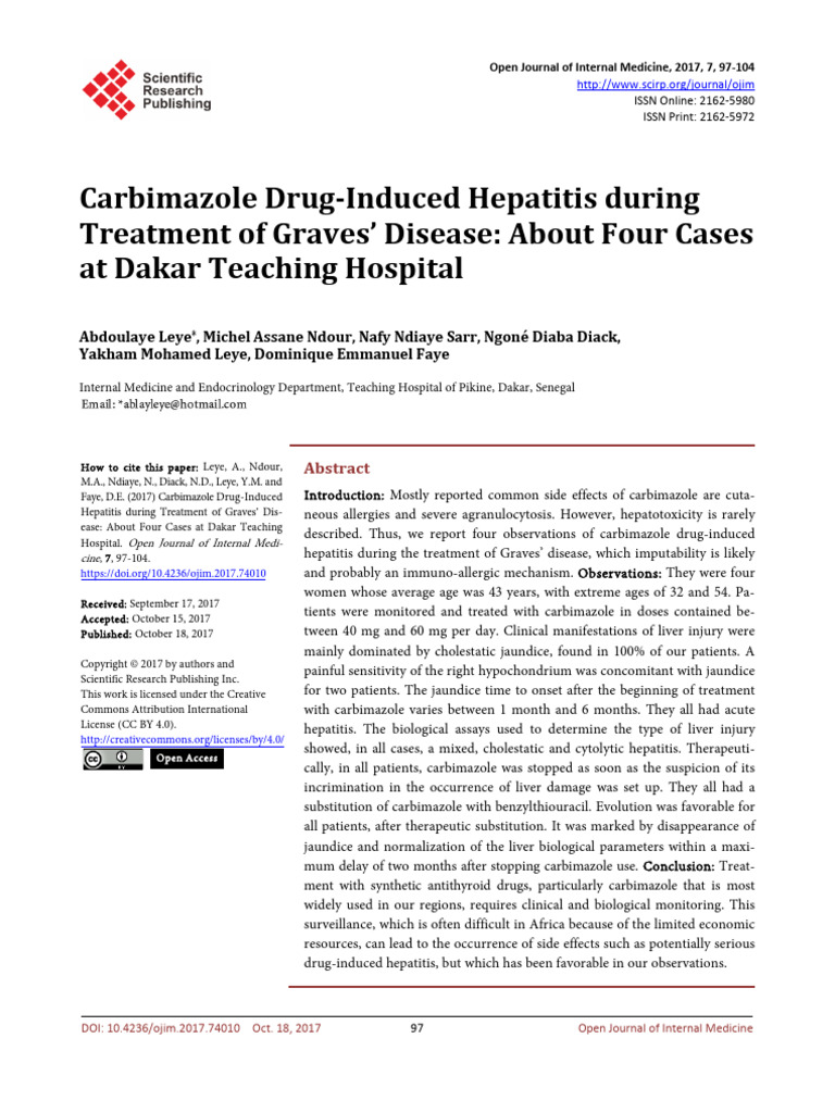 Carbimazole Drug-Induced Hepatitis During Treatmen | PDF ...