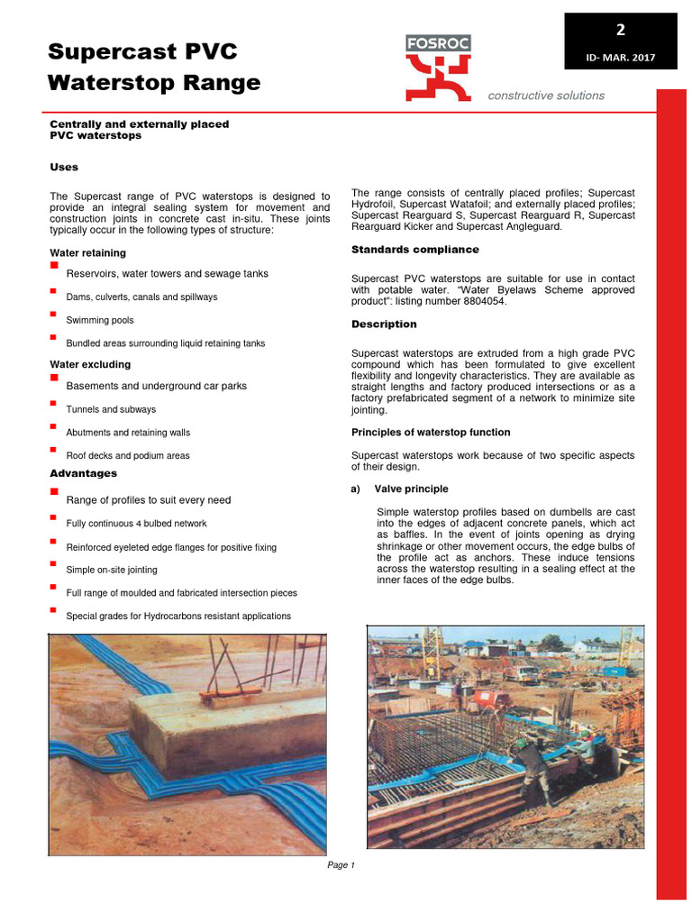 Supercast PVC Waterstop Solutions | PDF | Concrete | Welding