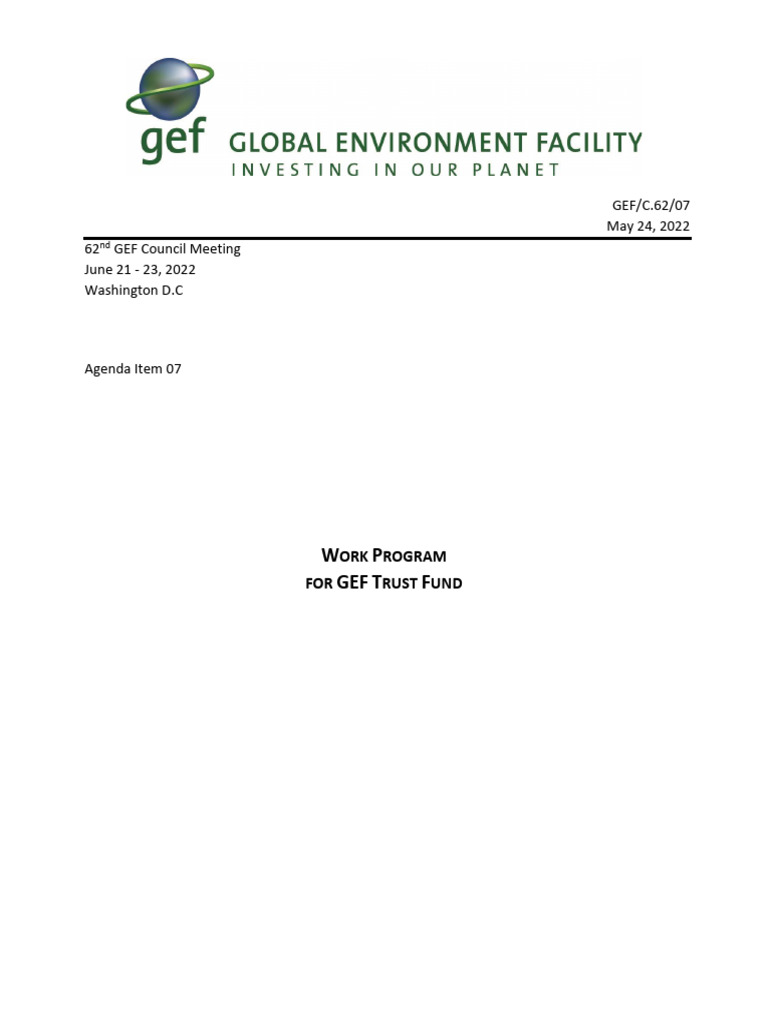 EN - GEF - C.62 - 07 - Work Program For The GEF Trust Fund | PDF ...