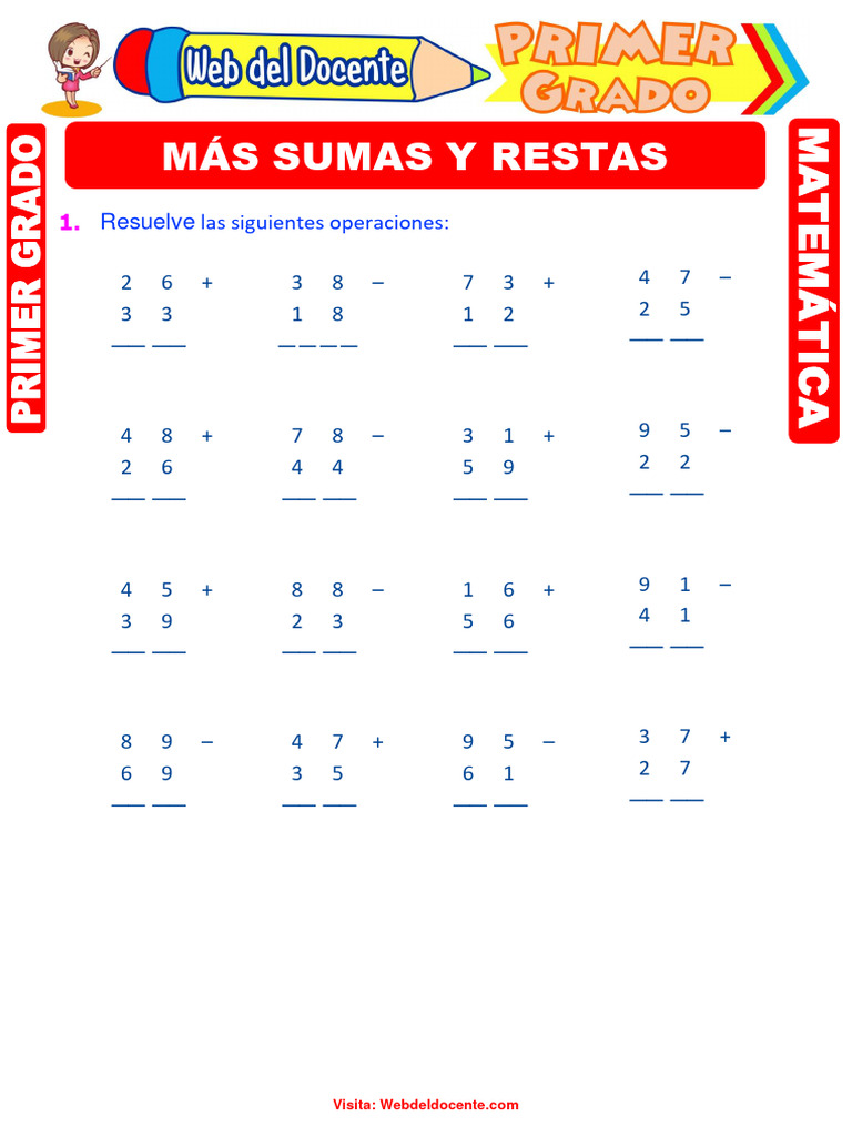 Sumas y Restas Primer Grado | PDF