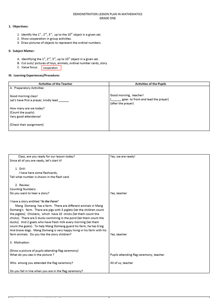 Demonstration Lesson Plan in Mathematics of Sharmaigne | Download Free ...