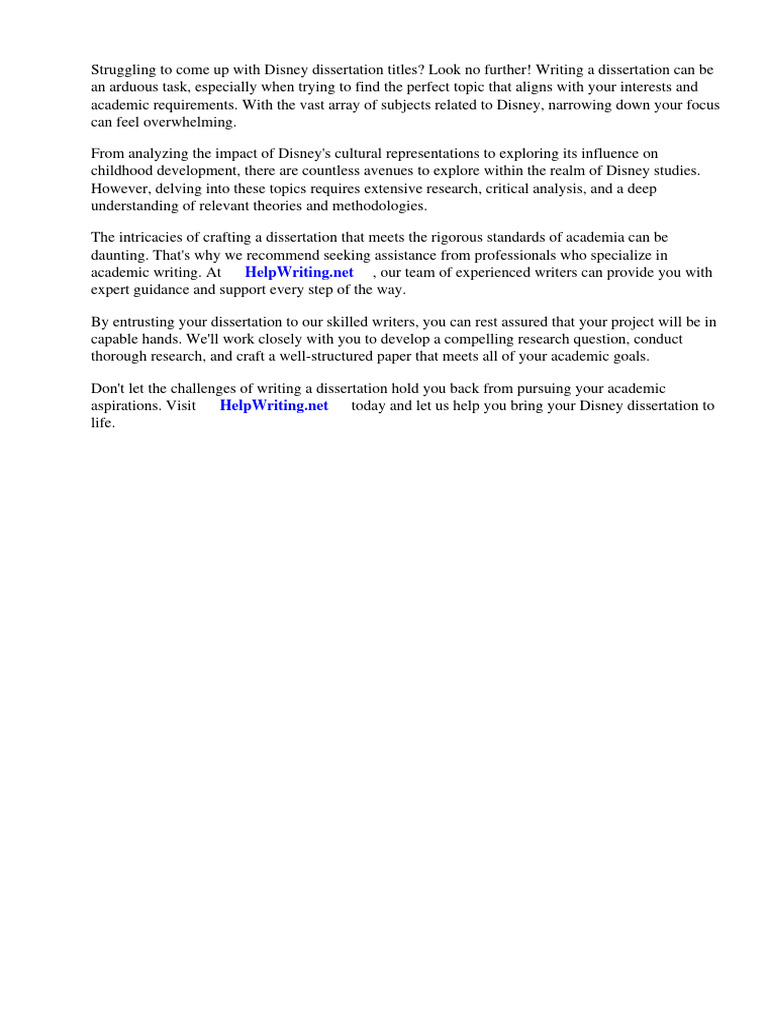 Disney Dissertation Titles | PDF | Thesis
