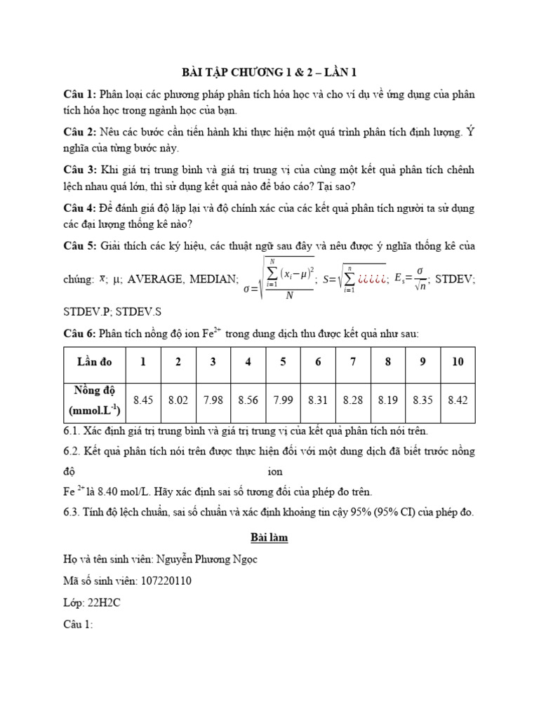 Bai Tap Chuong 1&2 Lan 1 | PDF