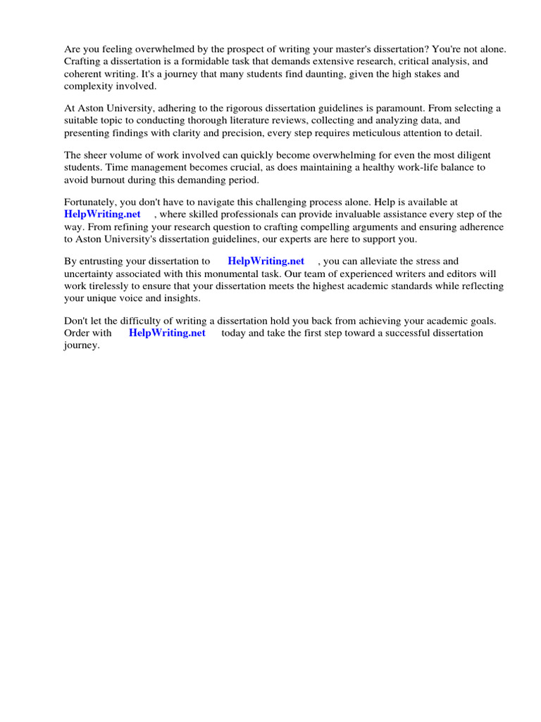 Aston University Masters Dissertation Guidelines | PDF | Thesis | Doctor Of Philosophy