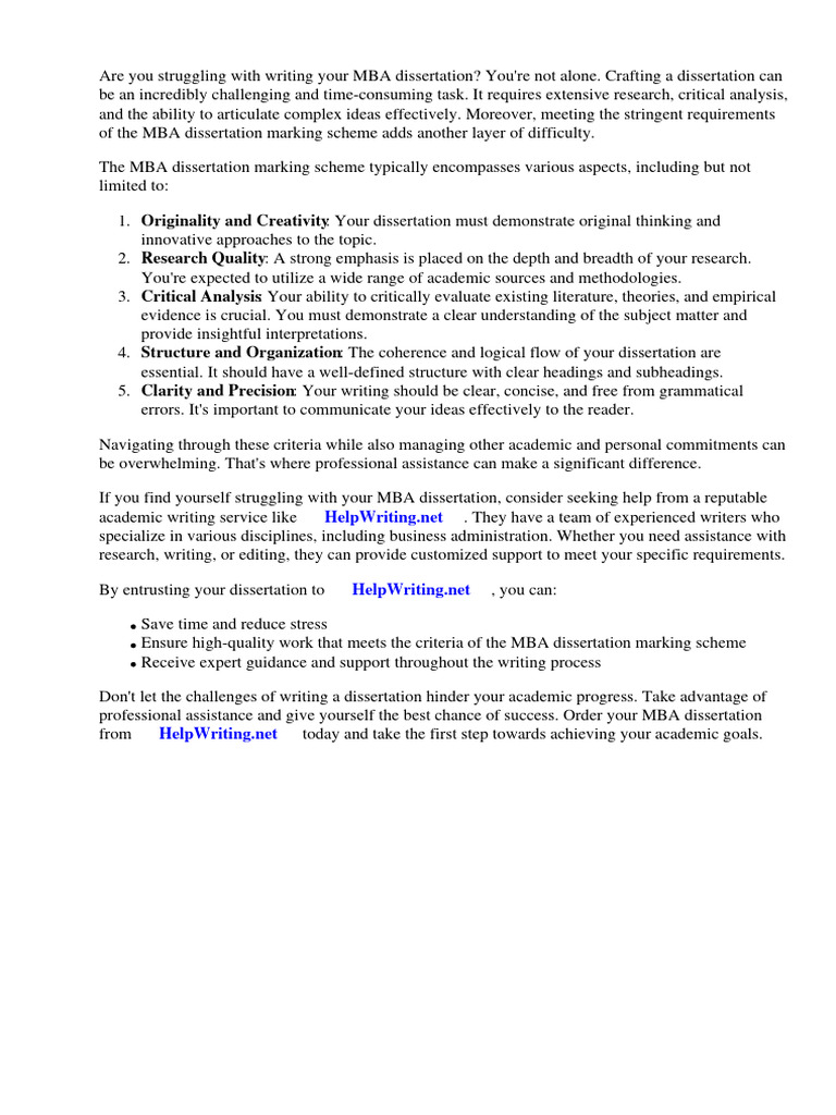 MBA Dissertation Writing Challenges | PDF | Critical Thinking | Master ...