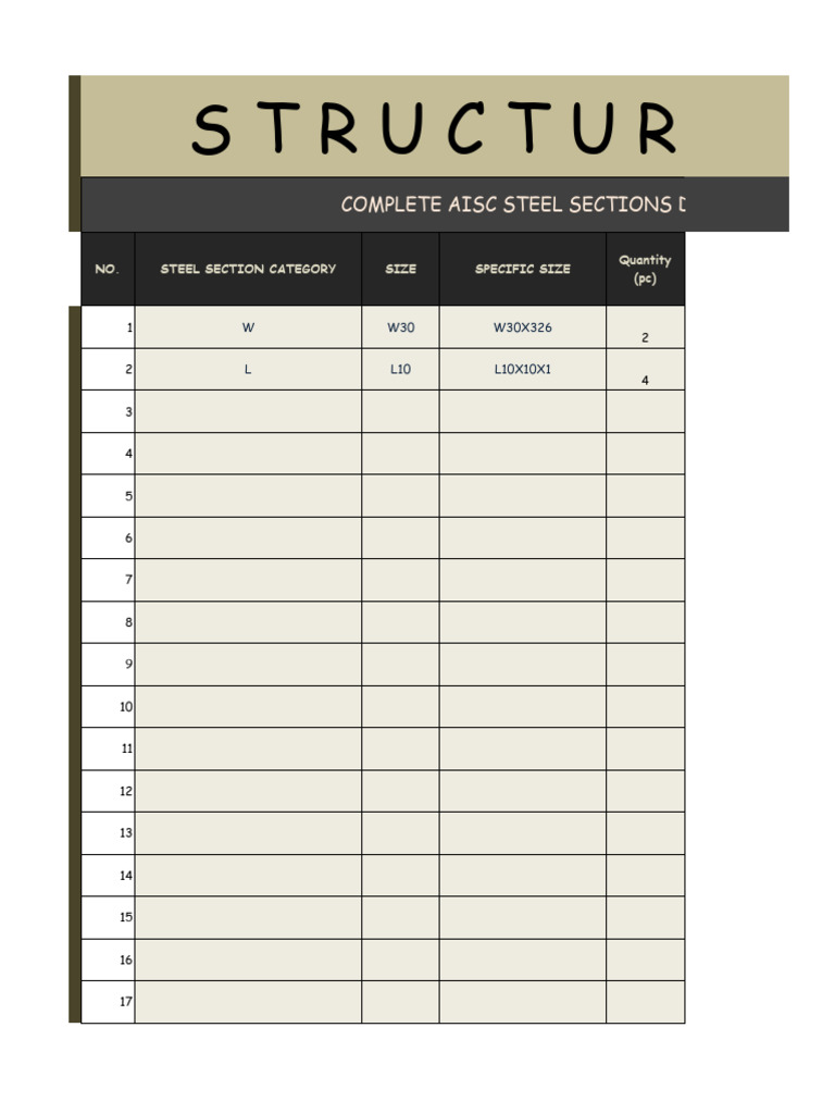 Automated Estimate - Structural Steel (Flanges, Plates, Bolts, Etc ...