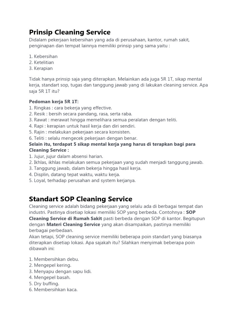 Prinsip Cleaning Service | PDF