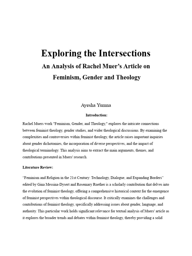 Exploring The Intersections An Analysis of Rachel Muer's Article On ... Exploring The Intersections An Analysis of Rachel Muer's Article On ...