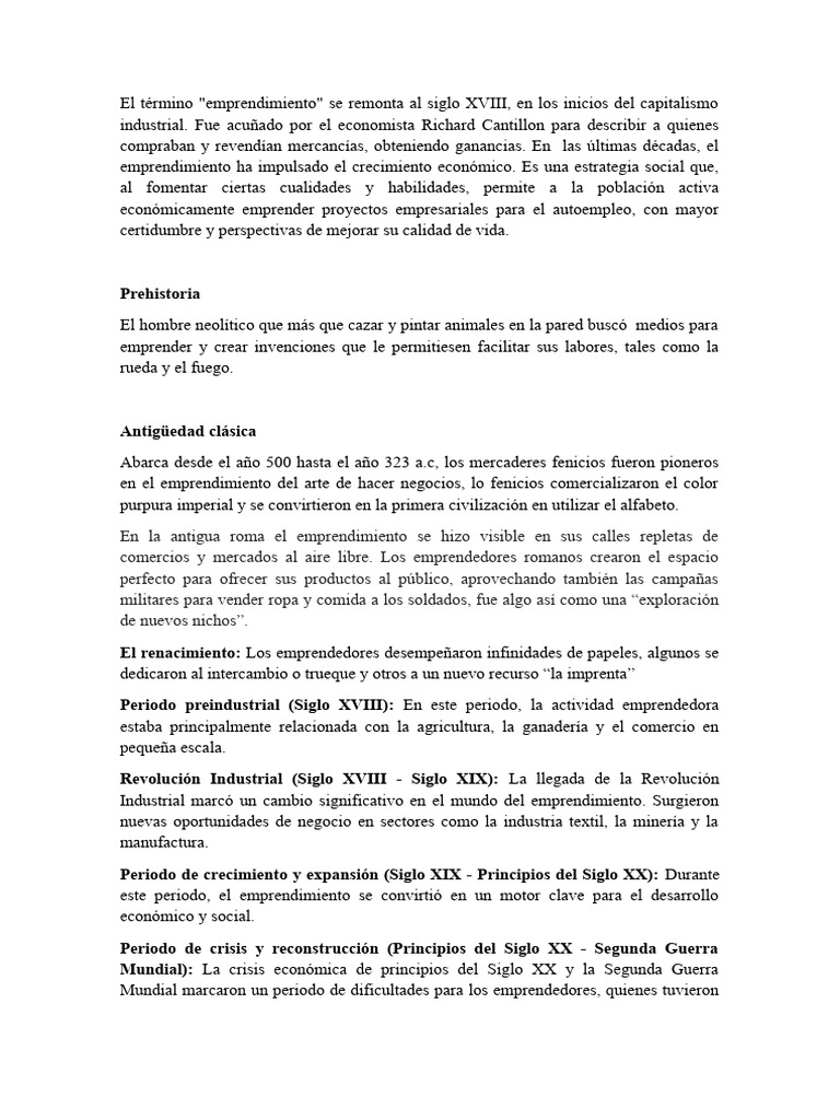 El Emprendimiento 2 Pdf Iniciativa Empresarial Ciencias Económicas