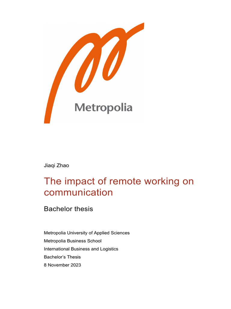 Impact of Remote Work on Communication | PDF | Nonverbal Communication ...