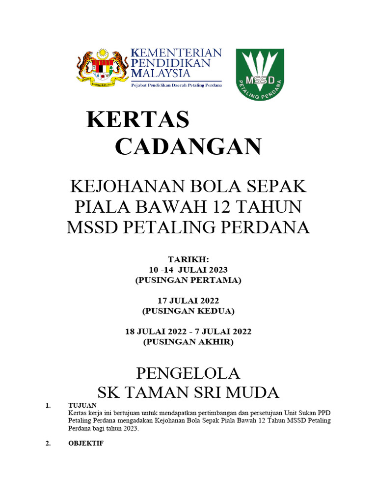Kertas Kerja MSSD U12 2022 | PDF