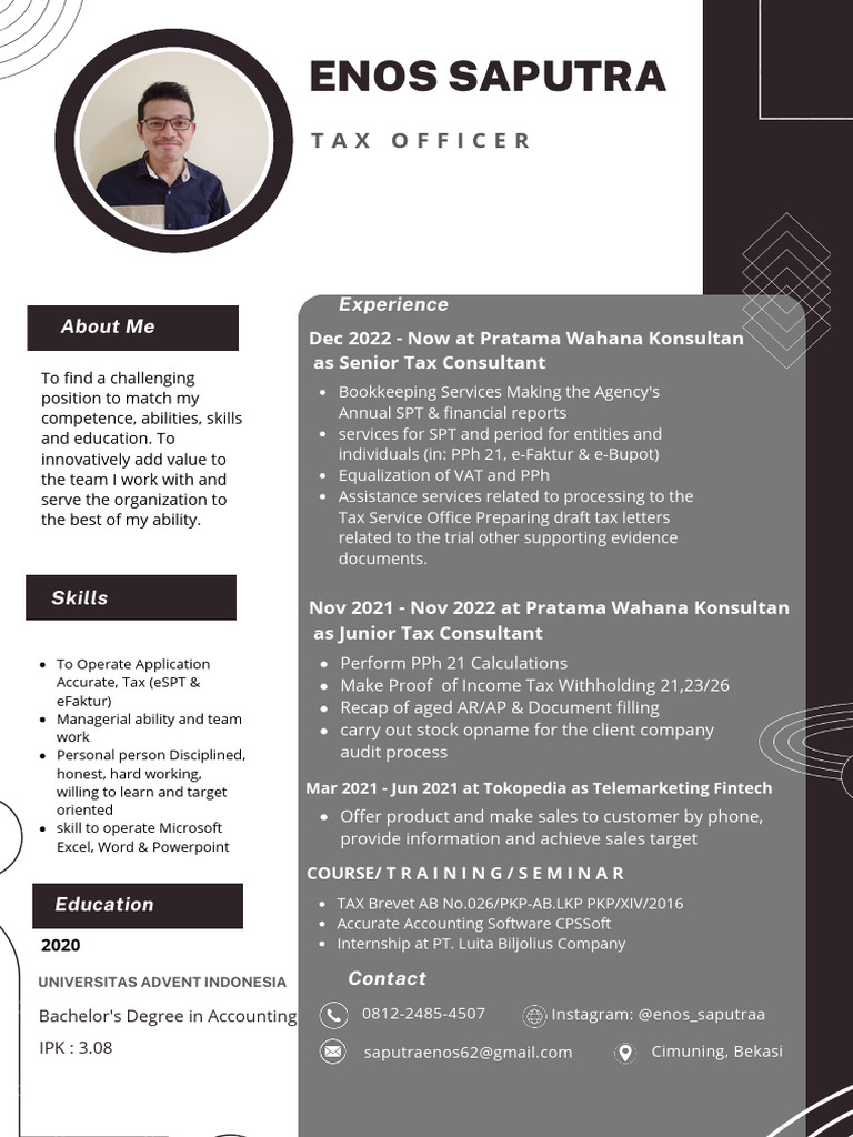 CV Enos Saputra | PDF