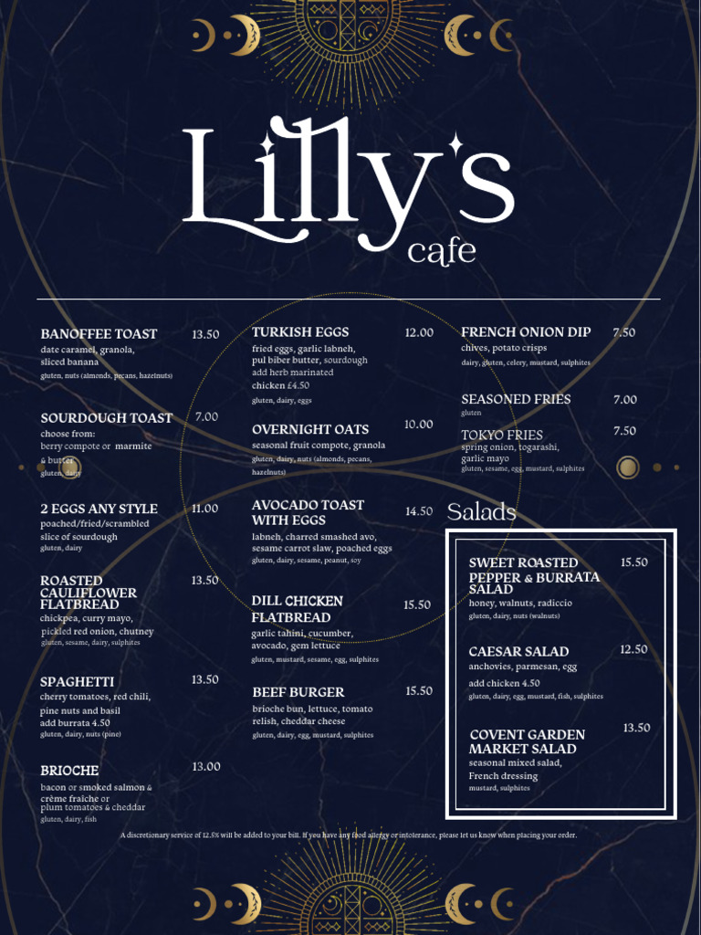 Lillys Main Menu May 2023 1 | PDF | Pickling | Cooking