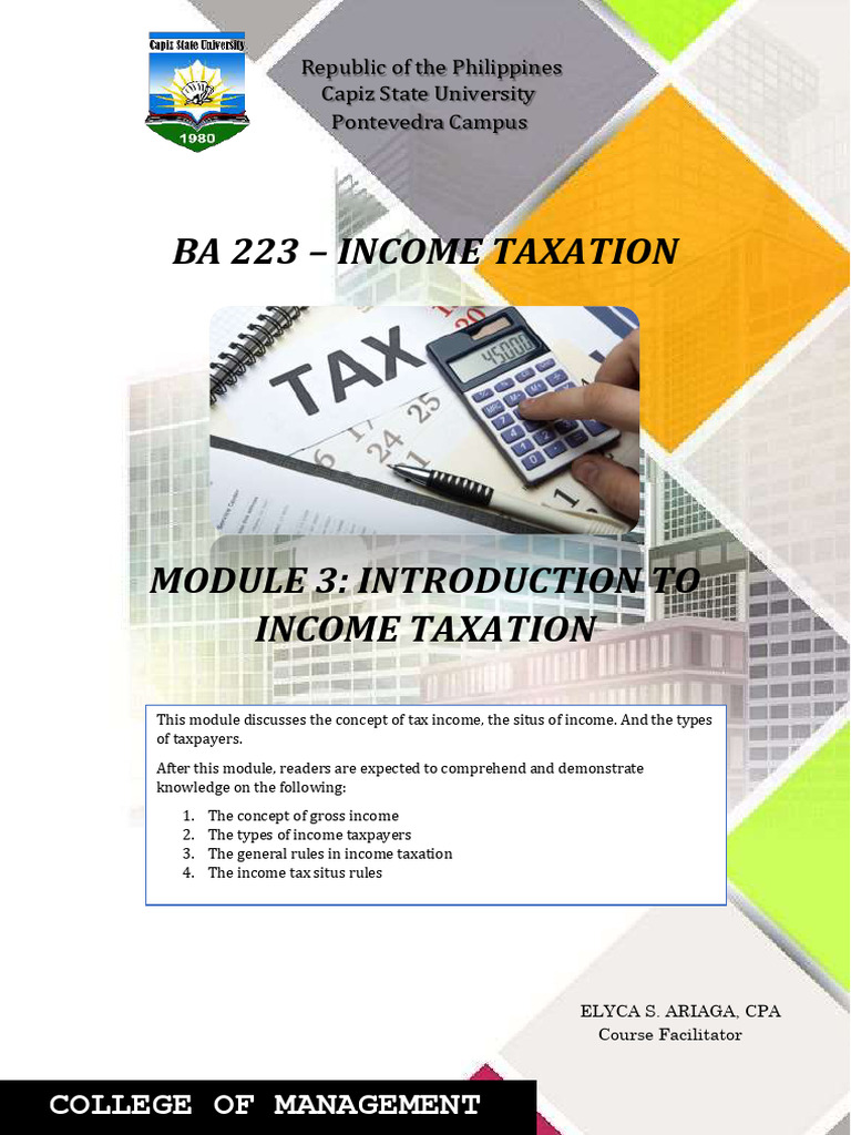 Module 3 Taxation | PDF | Gross Income | Taxes Module 3 Taxation | PDF | Gross Income | Taxes