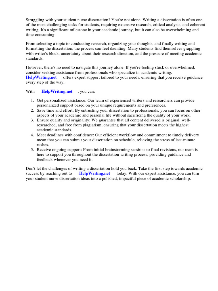 Student Nurse Dissertation Ideas | Download Free PDF | Nursing ...