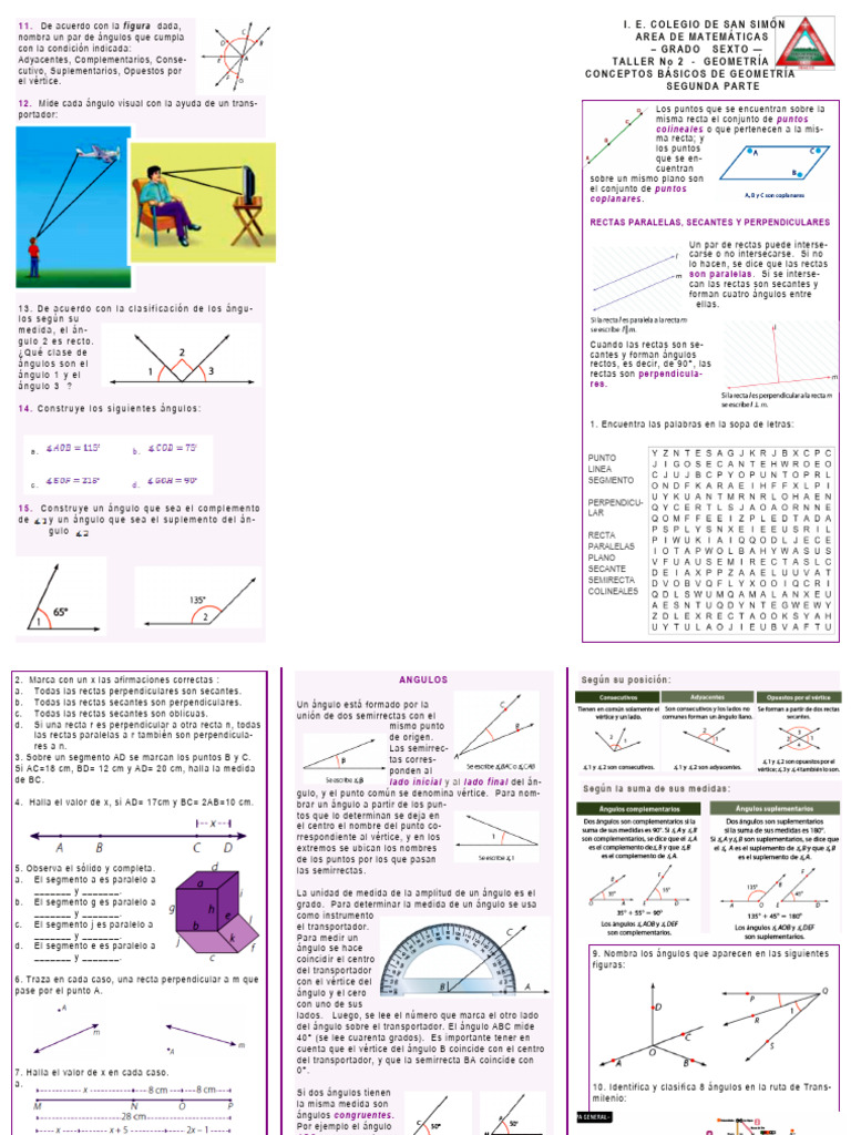 Taller 2 Geometria1 | PDF | Ángulo | Perpendicular