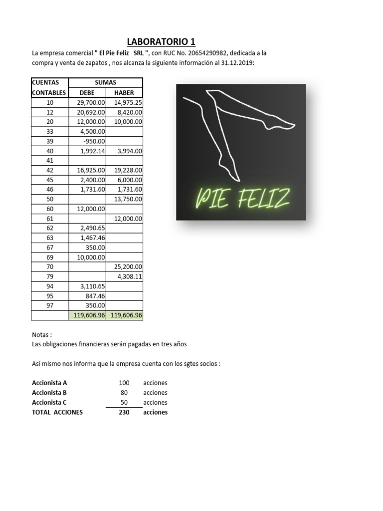 Laboratorio+1+El+Pie+feliz+B +de+C+y+EEFF-+EJERCICIO+RESUELTO | PDF | Estado de resultados ...