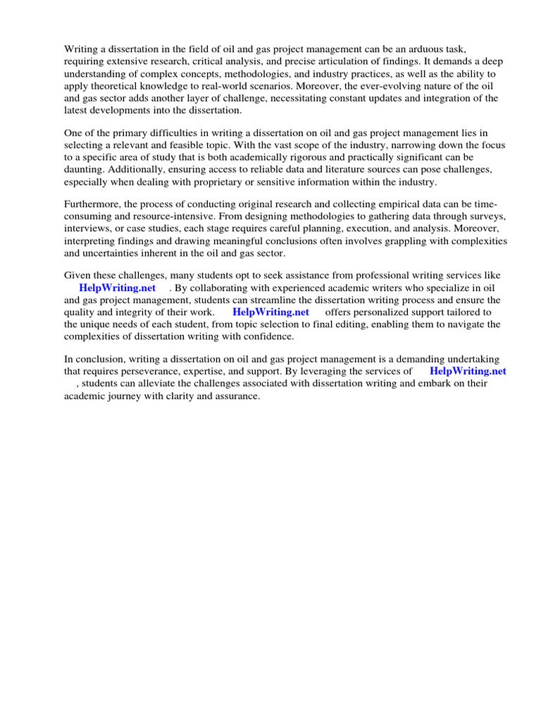 Dissertation Topics in Oil and Gas Project Management | PDF | Petroleum ...