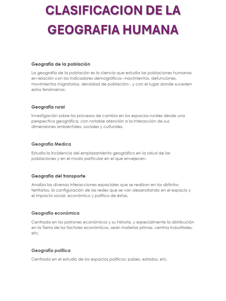 Ramas de la Geografía Humana | PDF