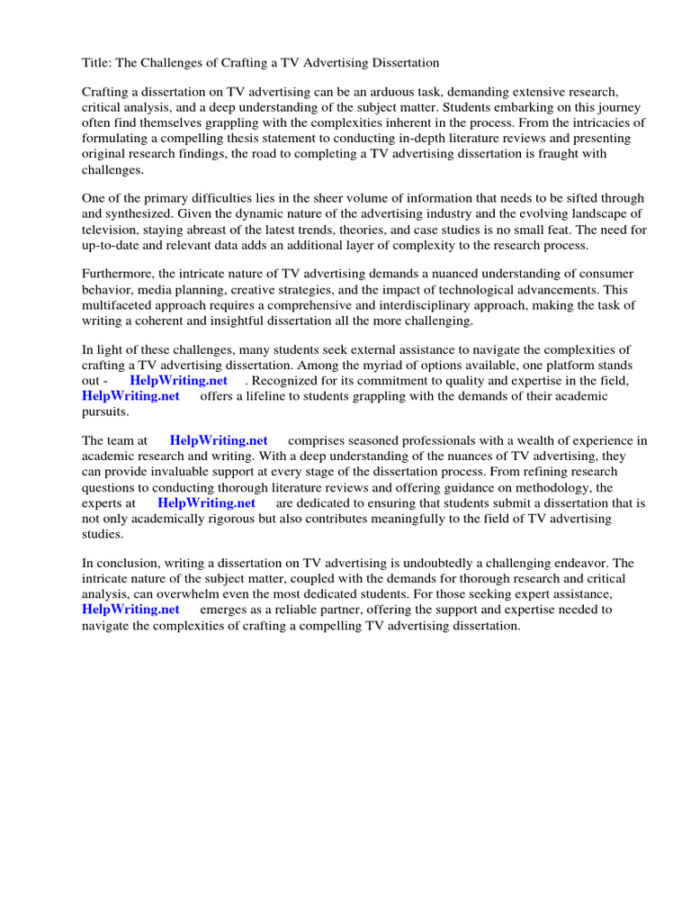 TV Advertising Dissertation | PDF | Advertising | Brand