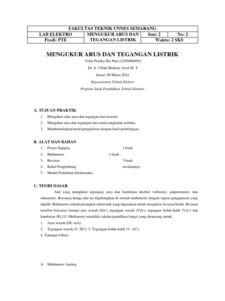 Laporan 2 Eldas - Vella Pratika Illa Nuri | PDF | Metode & Bahan Ajar