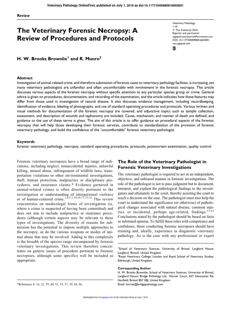 Brownlie2016The Veterinary Forensic Necropsy | PDF | Autopsy | Pathology