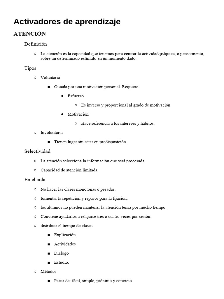 Activadores de aprendizaje | PDF | Memoria | Aprendizaje