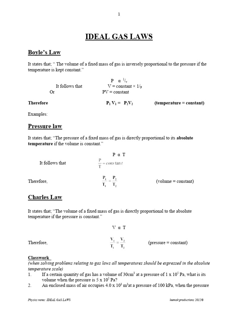 TP3 - Ideal Gas Laws 1 | PDF | Temperature | Gases