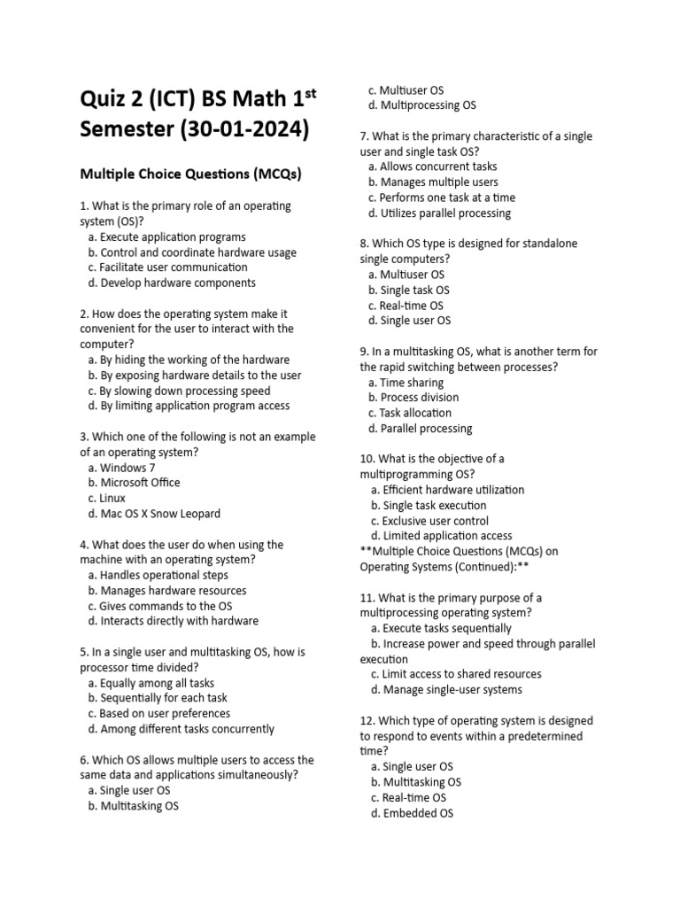 Quiz 2 Maths_compressed_compressed | PDF | Operating System | Process (Computing)